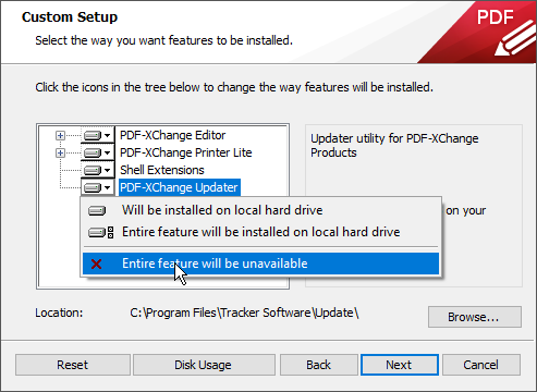 PDF-XChange Co Ltd :: Knowledge Base :: How do I disable the PDF-XChange Updater?